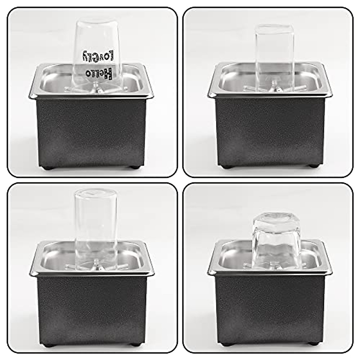 YBB Steaming Pitcher Rinser, Glass Cleaning Rinser for Bar Cafe Pan Dimensions Rinser with Base (7.1" x 6.7" x 4.7") (Silver)