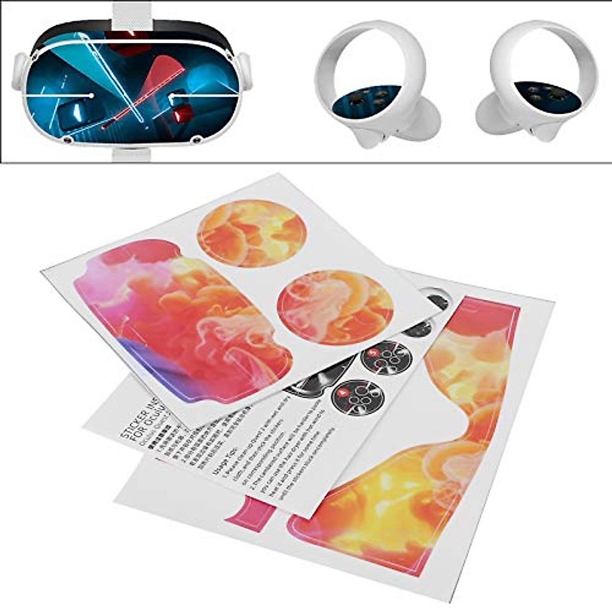 Shanrya VR Controller Stickers, VR Headset Stickers Detachable PVC Skin Accurately Paste Anti Scratch for Quest 2