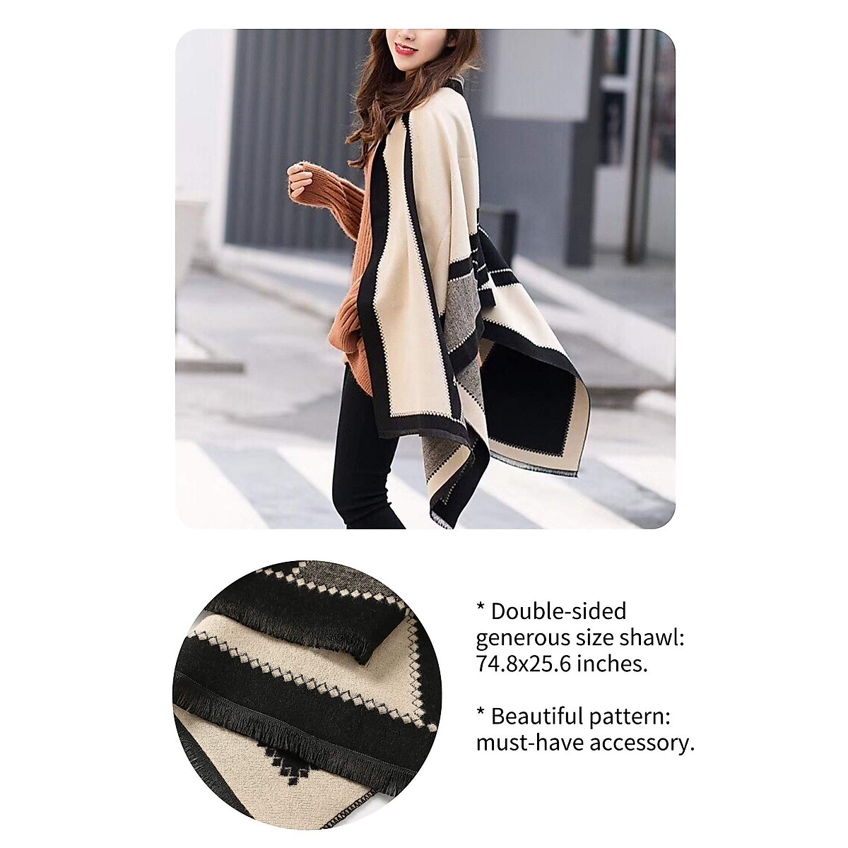 Jeelow Winter Scarf Scarfs For Women, Cashmere Like Blanket Scarf Pashmina Shawls And Wraps Scarves (Abstract)