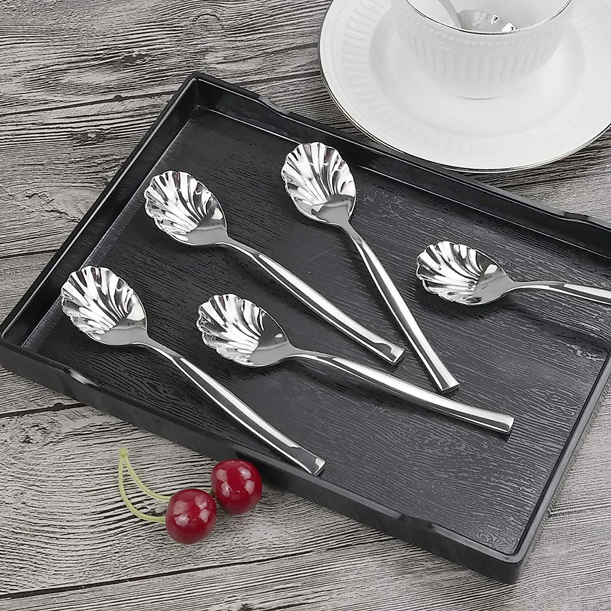 Idomy 12-Piece Stainless Steel Shell Shape Sugar Spoon