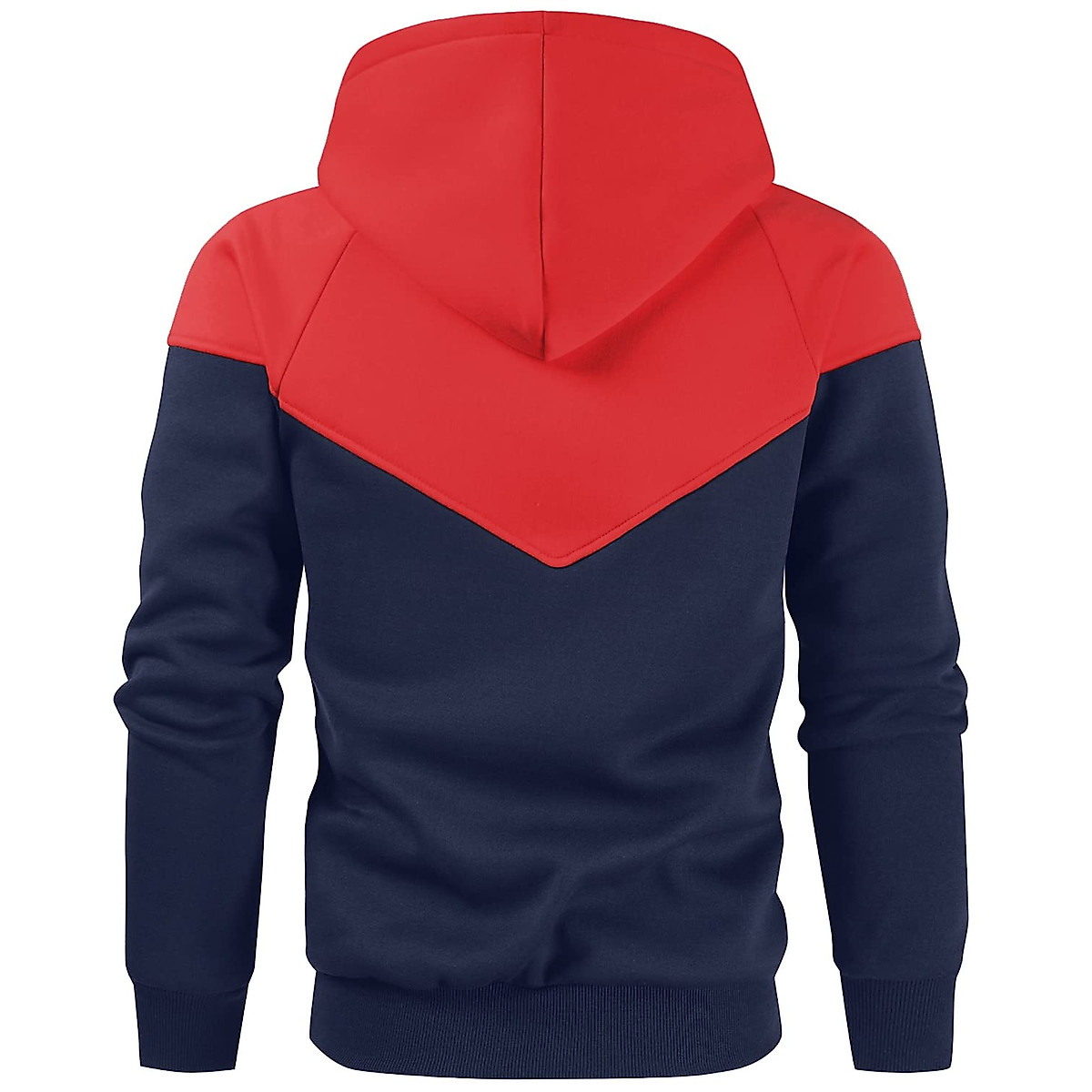 Niceif Men's Midweight Fleece Pullover Hoodies Casual Color Block Hooded Sweatshirt with Pockets, Red Navy M