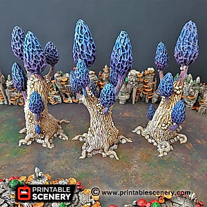 Mesmerising Morels by Printable Scenery, 3D Printed Tabletop RPG Scenery and Wargame Terrain 28mm Miniatures
