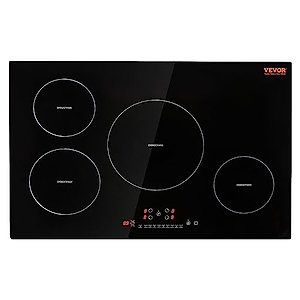 VEVOR Electric Cooktop, 4 Burners, 30'' Induction Stove Top, Built-in Magnetic Cooktop 7500W, 9 Heating Level Multifunctional Burner, LED Touch Screen w/Child Lock & Over-Temperature Protection