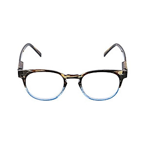 Peepers by PeeperSpecs Dynomite Round Light Blocking Reading Glasses, Blue/Brown, 47 + 1.5