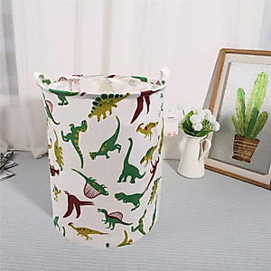 Dinosaur Laundry Basket Extra Large 19.7 x 15.7 Inch, ZUEXT 63L Canvas Fabric Collapsible Clothes Bin,Waterproof Laundry Hamper, Nursery Toy Bins, Kids Boys Girls Storage Baskets for Bedroom