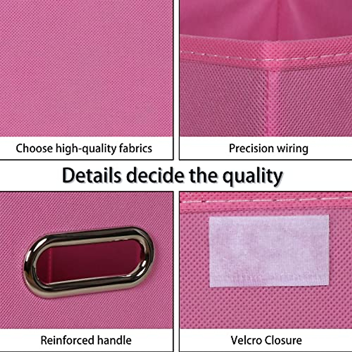 NieEnjoy Closet Organizers Fabric Storage Cube Bins with Lids collapsible storage bins basket with Handles ,Storage Boxes for Organizing,3 Pack (Pink)
