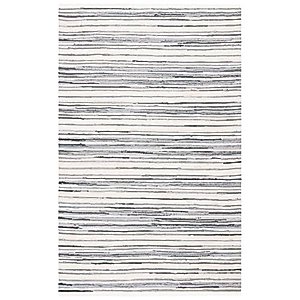 SAFAVIEH Rag Rug Collection 2' x 3' Ivory/Grey RAR126A Handmade Boho Stripe Cotton Accent Rug