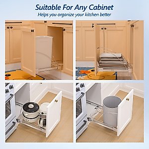 Insputer Pull Out Trash Can Under Cabinet, Under Sink Trash Can with Door Mounting Kit, Requires 14" W X 18" D Cabinet, Slide Out Garbage Can Shelf, Waste Bin Not Included