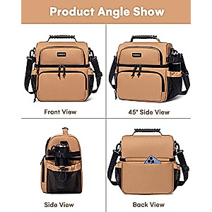 Artelaris Lunch Bag for Men Women, Dual Compartment Insulated Lunch Bag, Large Double Deck Leakproof Cooler Tote Bag with Side Pockets & Shoulder Strap Lunch Box for Picnic Work Camping Fishing