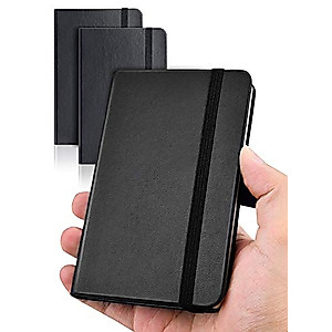 AISBUGUR Pocket Notebook Small Notebook 2-Pack, 3.7" x 5.7" pocket notebook hardcover Total 320 Pages Thick Lined Paper with Inner Pockets Leather Mini Journal Notepad