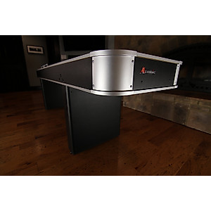Atomic 9’ Platinum Shuffleboard Table with Poly-coated Playing Surface for Smooth, Fast Puck Action and Pedestal Legs with Levelers for Optimum Stability and Level Play