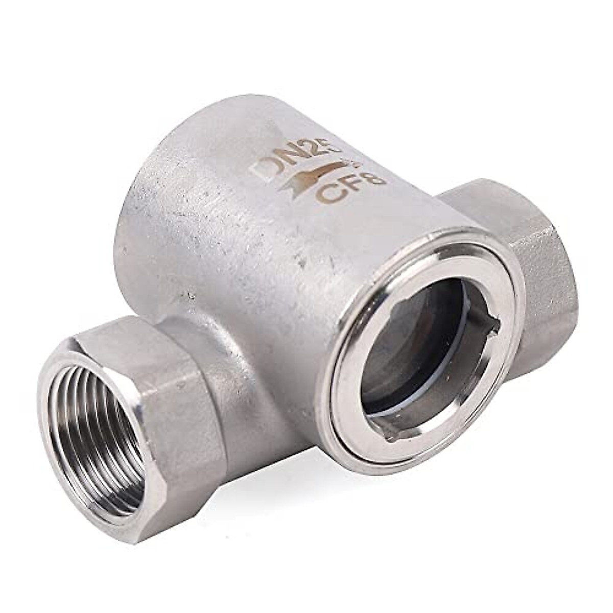 Water Flow Indicator, Stainless Steel 1" NPT Female Thread Sight Flow Indicator with Plastic Impeller