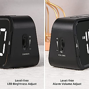 Searon Alarm Clock for Bedroom - Digital Desk Clock for Kids Dimmable LED Display, Dual Loud Alarms, Programmable Snooze, 12/24H, DC 5V/1A USB Port Charger - 5.6 x 2 x 2.8 Inches