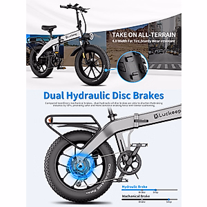 Luckeep Folding Electric Bike for Adults 1500W Peak Motor, 28MPH 60 Miles,720WH Removable Battery 20'' x 4.0 Fat Tire Ebikes for Adults with Hydraulic Brakes, NFC Unlock, APP, UL 2849 E-Bike