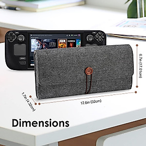 ProCase Felt Pouch Sleeve for Steam Deck, Portable Travel Storage Bag Ultra Slim Carrying Case Cover for Valve Steam Deck 2021 Release –Black