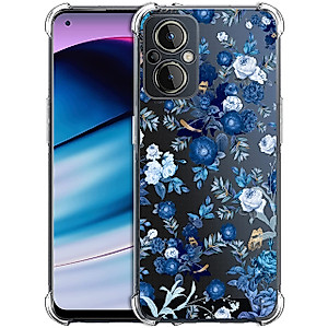 Glisten - OnePlus Nord N20 Case, OnePlus N20 5G Case - Blue Floral Design Printed Slim Fit Clear Transparent Soft TPU Shockproof Designer Back Case/Cover for OnePlus Nord N20.