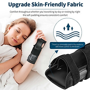 PKSTONE Wrist Splint for Carpal-Tunnel Syndrome, Adjustable Compression Wrist Brace for Right and Left Hand, Pain Relief for Arthritis, Tendonitis, Sprains