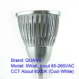 QUANS 5W 5x1W Cool White 19.68inch Clamp Clip on Gooseneck High Power LED Desk Table Light Lamp Ultra Bright Silver (Silver (Cool White))