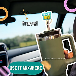 6-pieces Straw Covers for Reusable Straws, Positive Affirmation, Self-Care & Self-Love Designs, Phrase Straw Toppers, Straw Covers Cap for Tumblers, 7-9mm Straws Compatible, Stocking Stuffers