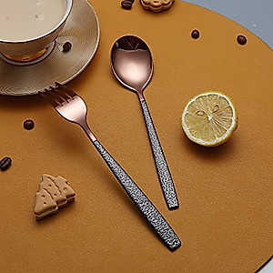 Silverware Set 20 Pieces Rose Gold Head Coating With Black Mars Handle, Stainless Steel Copper Titanium Plating Knives Spoons Forks Flatware Set Utensils Set Cutlery Set Service For 4