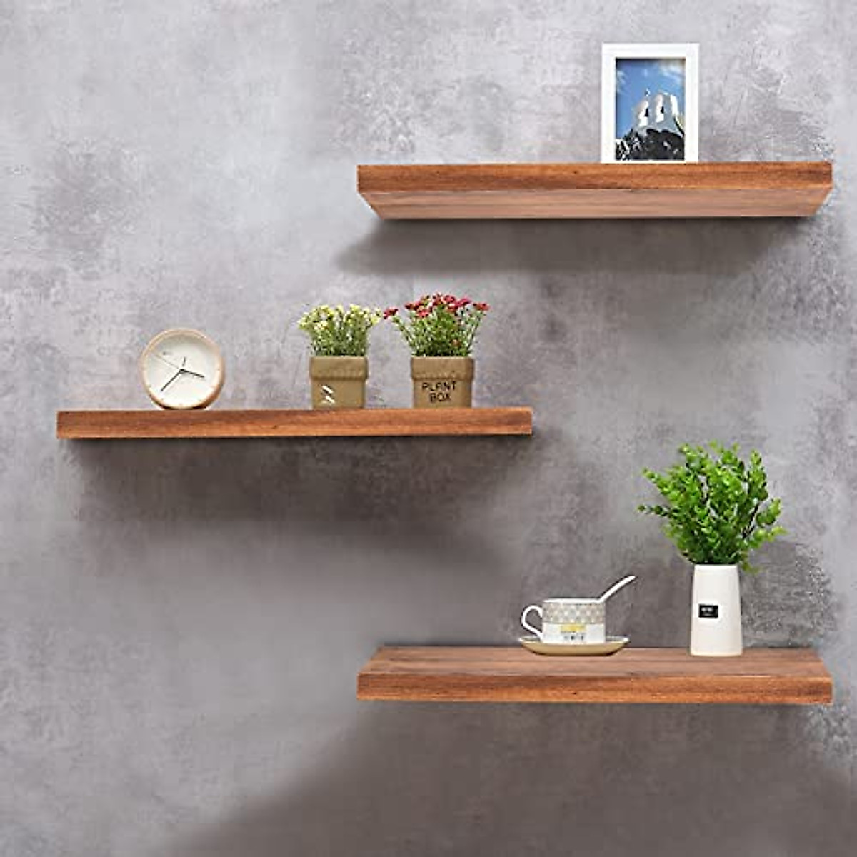 Kosiehouse Pine Solid Wood Floating Shelf, Wall Mounted Rustic Wall Shelves Display Ledge Storage Shelf for Kitchen, Bath, Dorm, Laundry