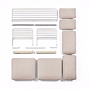 ZINUS Ellen White Metal Loveseat, Steel Framework with Upholstered Cushions, Easy Assembly