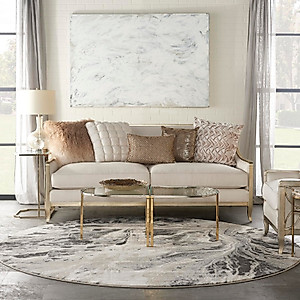 Inspire Me! Home Décor Elegance Multicolor 7'10" x Round Area -rug, Modern, Abstract, Bed Room, Living Room, Dining Room, Kitchen, Easy -cleaning, Non Shedding, (8' Round)