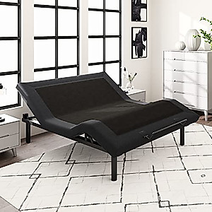 Allewie Adjustable Bed Base Frame King with 2.0 Generation Motor, Wireless Remote, Head and Foot Incline, Intelligent Sleep Aid, Zero-Gravity, High Weight Capacity, Easy Self-Assembly,Upholstered