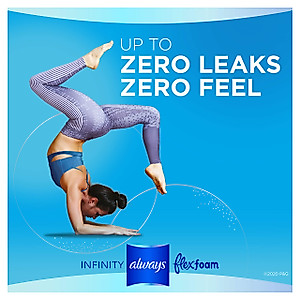 Always Infinity Feminine Pads for Women, Size 2 Heavy Flow Absorbency,with Flexfoam, with Wings, Unscented, 32 Count