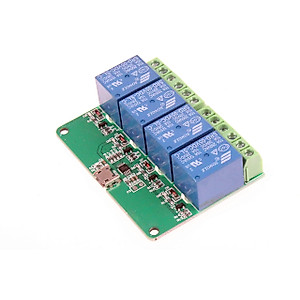 NOYITO HID Drive-free USB Computer Control Switch Relay Module USB Smart Switch Control Plug and Play (4-Channel Micro-USB)