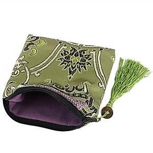 kilofly 12 pc Silk Brocade Tasseled Coin Purse Zipper Jewelry Bag Gift Pouch Set