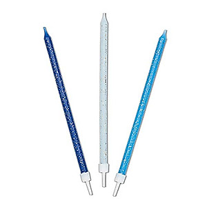 Happy Birthday Cake Topper Letters with Long Thin Glitter Candles in Holders (37 Pack)