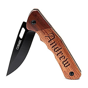 Gifts for Men, Personalized Pocket Knife with Engraved Name - 20 Fonts - Personalized Gifts for Him, Gifts for Dad, Husband, Brother, Customized Men's Gifts, Luxurious Wood, Optional Elegant Gift Box