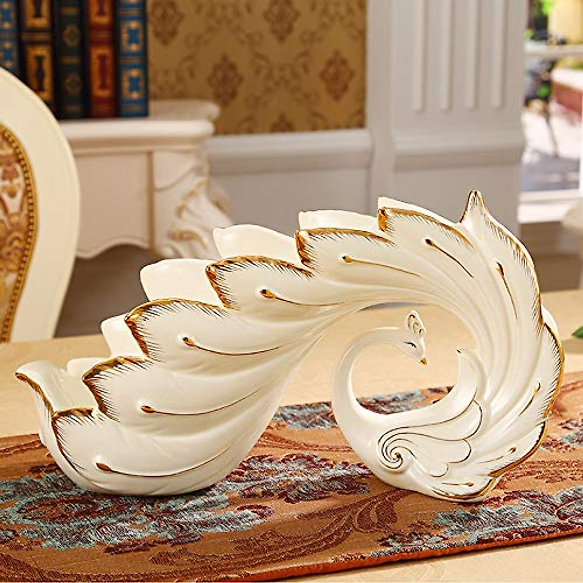 Stylish Simplicity Ivory Magnetic Wine Rack Decoration Peacock Modeling Crafts European Wine Cabinet Decoration Creative Home Desktop Porch Partition Decoration Decoration Wedding Gift Beautiful and