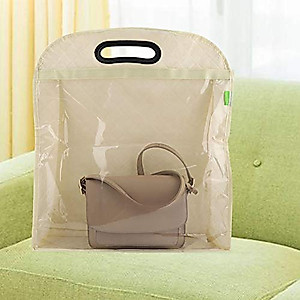 Wardroble Hanger Bag, Non-woven Fabrics Transparent Dustproof Storage Bag, Durable Beige Clear for Home(XL)