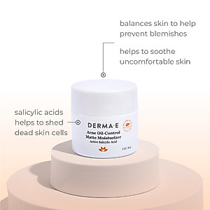 DERMA E Acne Oil Control Face Moisturizer, 2 Oz, Matte Moisturizer with Salicylic Acid, Tea Tree Oil & Aloe Vera, Face Cream Rebalances Sebum Production & Prevents Blemishes, Redness & Breakouts 2 Oz