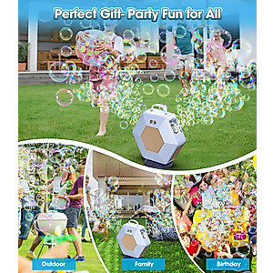 Beefunni Upgrade Bubble Machine Automatic Bubble Blower for Kids Toddler Adult,16000+ Bubbles/min, Bubble Machine Battery Operated, Rotatable 360° Bubble Toy for Outdoor Birthday Party, Baby Blue