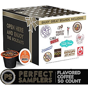 Perfect Samplers Flavored Coffee Variety Pack, Including Vanilla, Chocolate Coffee & More, Flavored Coffee Pods for Keurig K Cups Machines, 50 Count