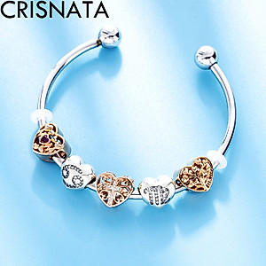 Rose Gold Faith Cross Heart Charms with Clear CZ, fits Pandora Christian Bracelet, 925 Sterling Silver Religious Prayer Beads, Gifts for Christmas/Easter/Mothers Day