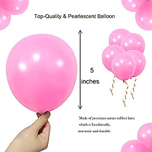Elecrainbow 5 Inch 100 Pieces Quality Latex Mini Small Pink Balloons,Pink Party Supplies for Baby Girl Shower Birthday Wedding Bachelorette Sweet Sixteen Engagement Decorations