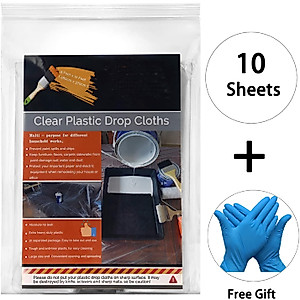 10 Piece Painter Plastic Drop Cloths Sheet,Waterproof Anti-dust Cover,9x12 Feet Disposable Tarp for Painting for Couch/Furniture Cover
