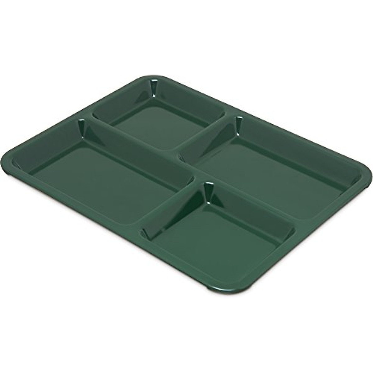 Carlisle FoodService Products Right Hand 4-Compartment Cafeteria / Fast Food Tray, 8.5" x 11", Forest Green (Pack of 12)
