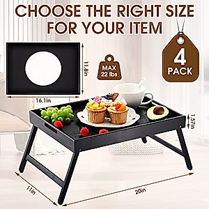 Wesiti 4 Pack Bed Trays for Eating Wood Breakfast in Bed Tray with Folding Legs and Handles Food TV Trays for Bedroom Laptops Reading Eating Picnic, 16.4 x 11.8 Inches