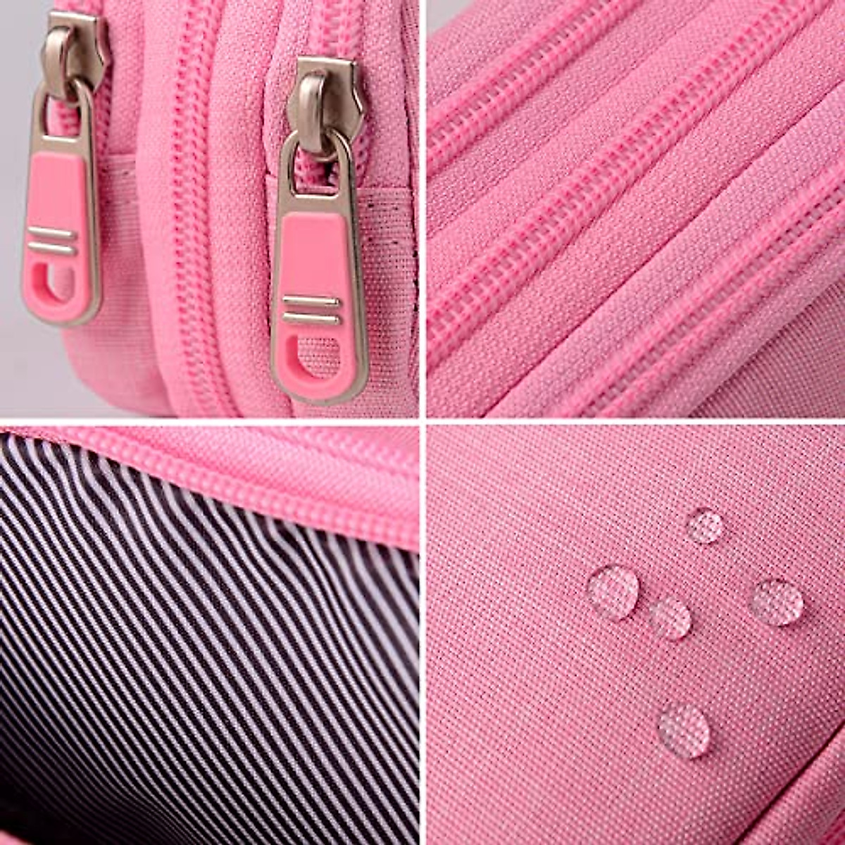 Expandable Pencil Case,Large Pencil Pouch for Boys Teen Girls;Canvas Three Zipper Multifunction Soft Fabric Pen Bag for School by Only WarmPink