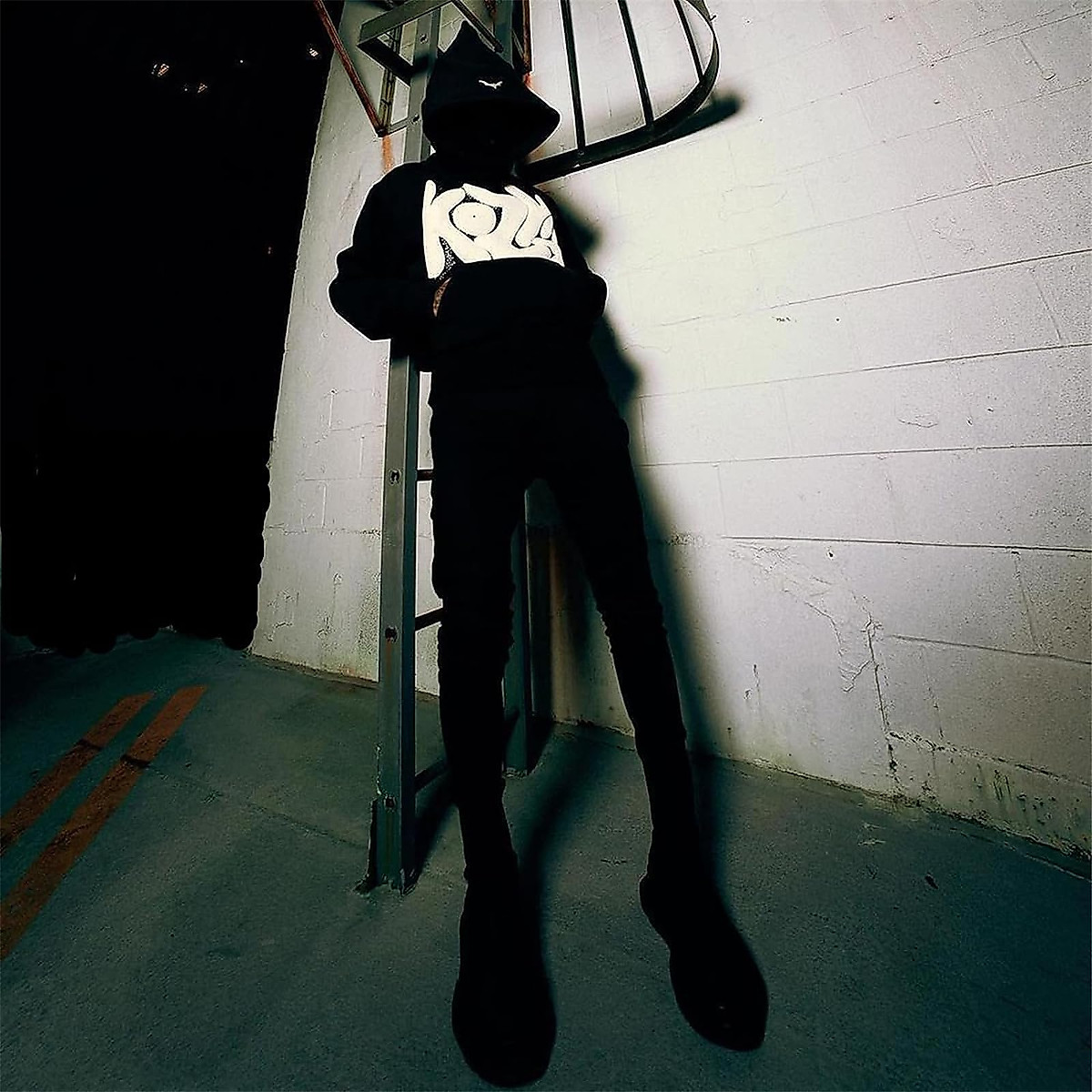 Amiblvowa Streetwear Hoodies for Men Y2k Kozy Graphic Puff Print Oversized Sweatshirt Unisex Long Sleeve Emo Grunge Harajuku Hooded Jacket