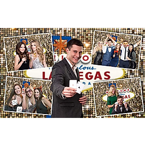 Cenven Welcome to Las Vegas Backdrop Fabulous Casino Night Poker Party Movie Themed Photography Background Gold Luxury Prom Costume Dress-up Birthday Party Supplies 7x5FT