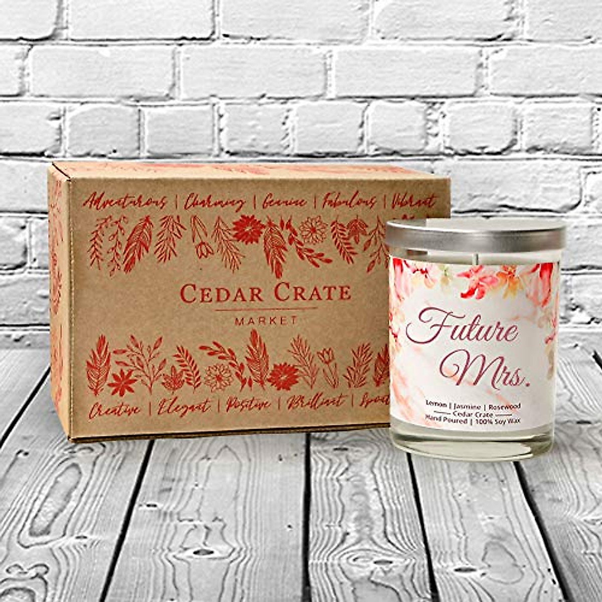 Future Mrs. | Lemon, Jasmine, Rosewood | Luxury Scented Soy Candle | 10 Oz. Jar Candle | Made in The USA | Unique Bride Gift for The Bride to Be for Bachelorette Parties, Bridal Showers, Wedding Day