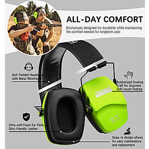 PROHEAR 016 Shooting Ear Protection Earmuffs 2 Pack, NRR 26dB for Gun Range, Hunting -Black and Fruit Green