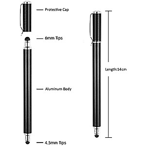 Stylus Compatible with Amazon Fire 7 Kids Edition (2019 Release)/ Kindle Fire HDX 8.9 (2013 Release),7 (2013 Release) - Touch Screen Pen Fiber Tip Aluminum Lightweight Black