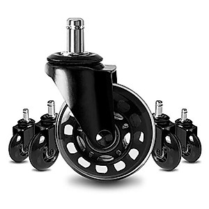 Upgrade 2.5" Chair Caster Replacement Wheel for Hardwood Floor and Carpet, Heavy Duty Universal Floor Safe Caster Set of 5,Rubber Wheels Office Chair to Replace Office Chair mats,fits 98% Chairs